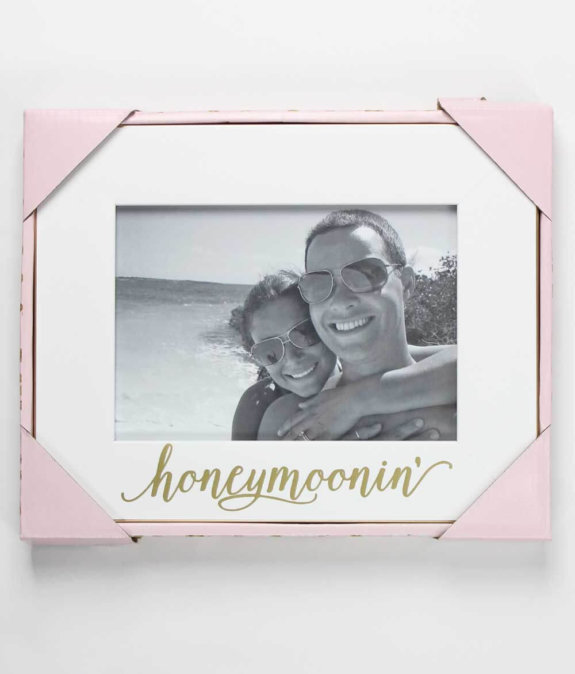 Honeymoon Frame for 5x7 Pictures in white w/ gold - The Paisley Box