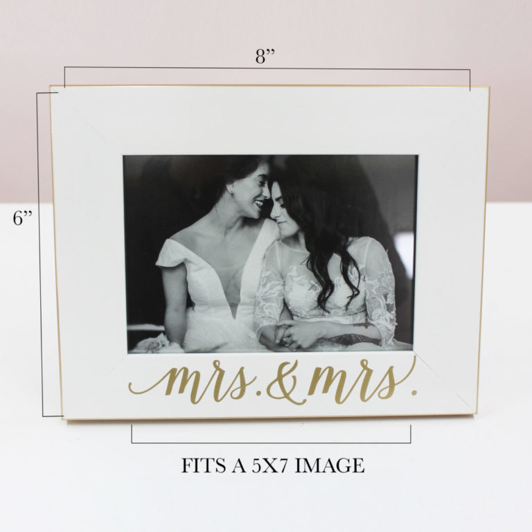 Mr and Mrs Frame for 5x7 photos in white with gold text - The Paisley Box